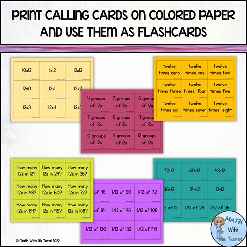 Multiplication and Division Fact Fluency Mini Bingo | 12 Facts ...