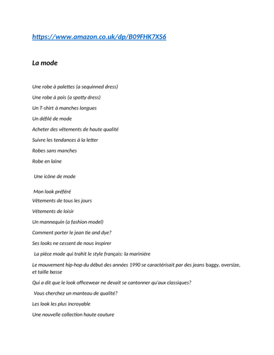 French Advanced Level / International Baccalaureat Discussiong Fashion ...