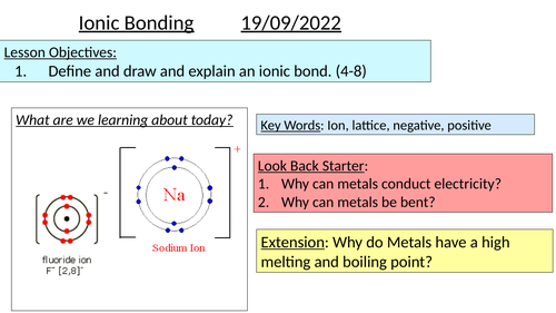 Ionic Bonding GCSE HIGHER | Teaching Resources