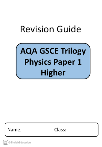 AQA GCSE Physics Revision Guides Paper 1 | Teaching Resources