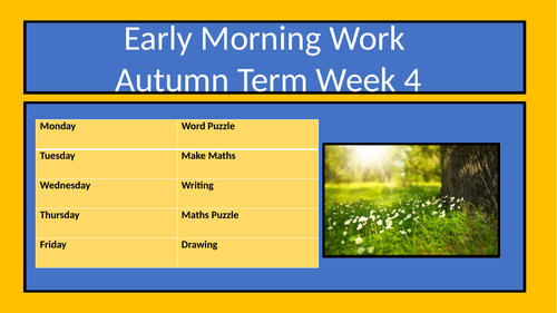 Early Morning Work Autumn term Week 4 | Teaching Resources