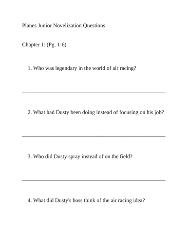 Reading Comprehension- Disney Planes: The Junior Novelization ...