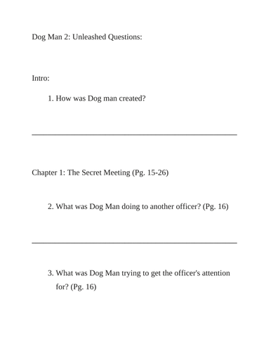 Reading Comprehension- Dog Man #2- Unleashed | Teaching Resources