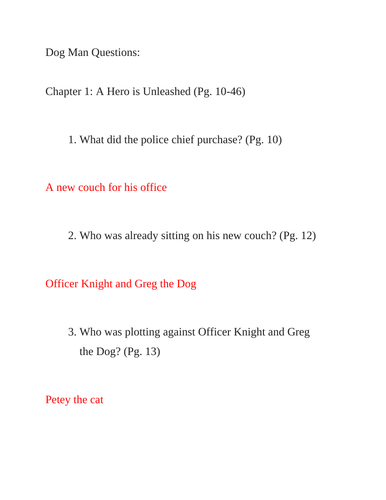 Reading Comprehension- Dog Man #1 | Teaching Resources