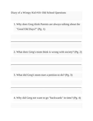 Reading Comprehension- Diary Of A Wimpy Kid #10- Old School | Teaching ...