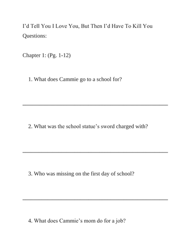 Reading Comprehension- Gallagher Girls #1- I'd Tell You I Love You, But ...