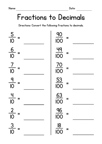 Converting Fractions to Decimals | Teaching Resources Converting Fractions to Decimals | Teaching Resources