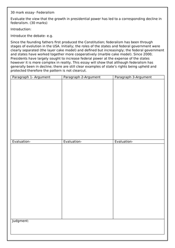 Lesson 4 US Constitution Federalism | Teaching Resources