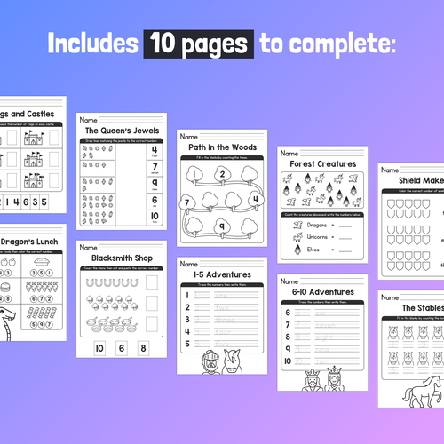 Practice Counting Worksheets | Count to 10, Fantasy Number Sense ...