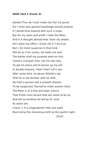 Othello - William Shakespeare | Teaching Resources