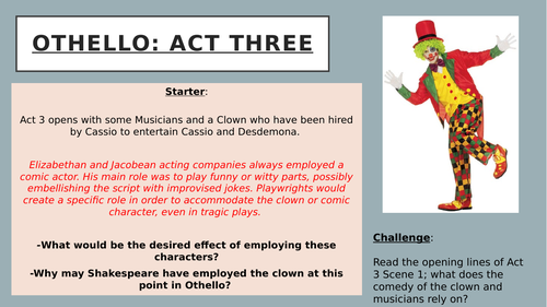 Othello - Act Three | Teaching Resources