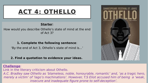 Othello - Act Four | Teaching Resources