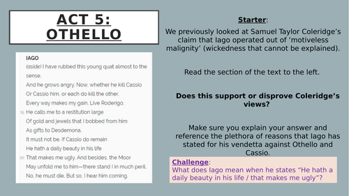 Othello - Act Five | Teaching Resources