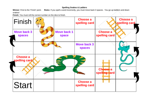 Snakes & Ladders Spelling | Teaching Resources