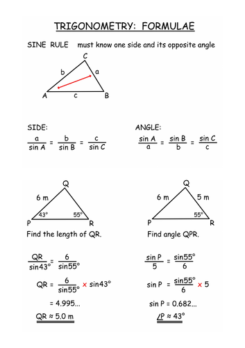 Trigonometry: Triangle Formulae | Teaching Resources