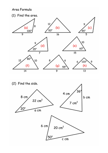 Trigonometry: Triangle Formulae | Teaching Resources