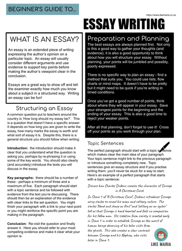 Beginner's Guide to Essay Writing | Teaching Resources