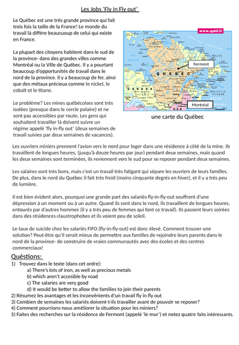 Worksheet- le monde du travail, A level French | Teaching Resources