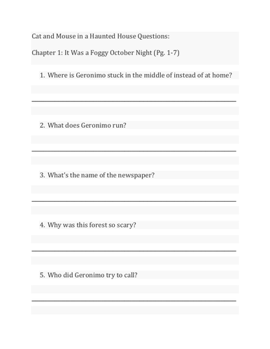 Reading Comprehension- Geronimo Stilton #3- Cat And Mouse in a Haunted ...