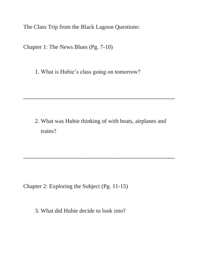 Reading Comprehension- Black Lagoon #1- The Class Trip From The Black ...