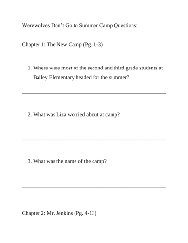 Reading Comprehension- Bailey School Kids #2- Werewolves Don't Go To ...