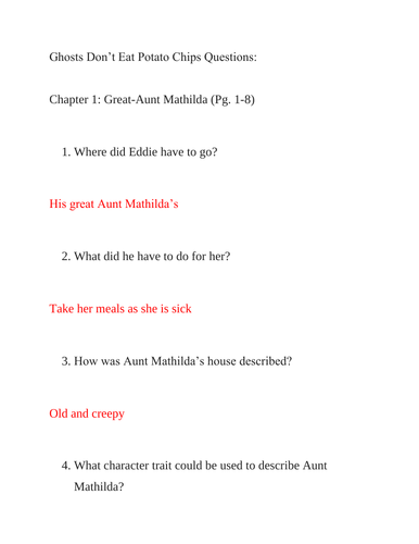 Reading Comprehension- Bailey School Kids #5- Ghosts Don't Eat Potato ...