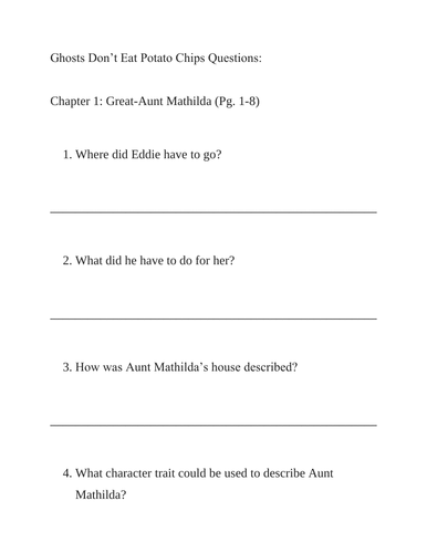 Reading Comprehension- Bailey School Kids #5- Ghosts Don't Eat Potato ...