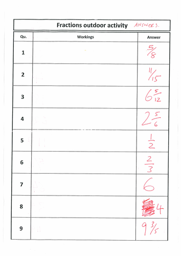 Fractions 4 operations Outdoor Activity - Higher Ability | Teaching ...