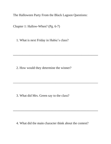 Reading Comprehension- The Halloween Party From The Black Lagoon ...