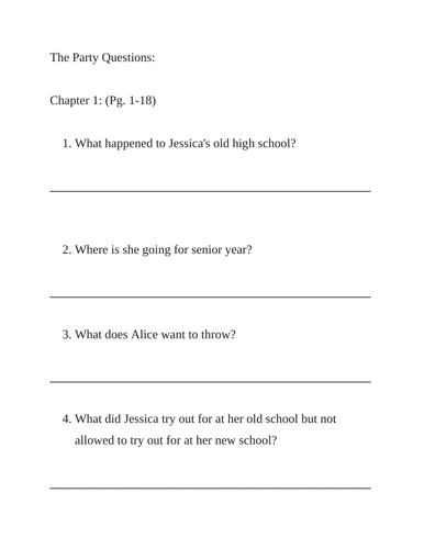 Reading Comprehension- The Party | Teaching Resources