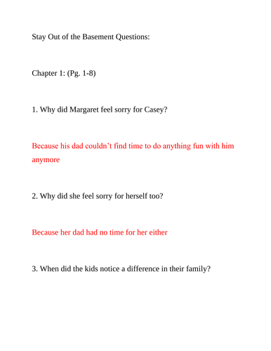 Reading Comprehension- Goosebumps #2- Stay Out Of The Basement ...