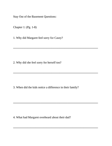 Reading Comprehension- Goosebumps #2- Stay Out Of The Basement ...