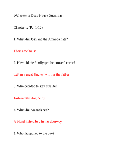 Reading Comprehension- Goosebumps #1- Welcome to Dead House | Teaching ...