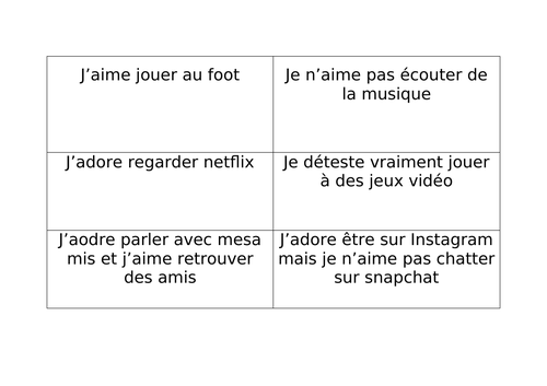 Les activités de loisirs | Teaching Resources