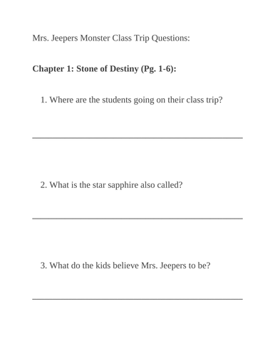 Reading Comprehension- Bailey School Kids- Mrs. Jeeper's Monster Class ...