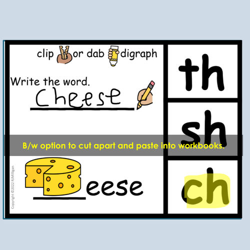 Consonant Digraphs Clip Cards Task Cards Activities | Teaching Resources
