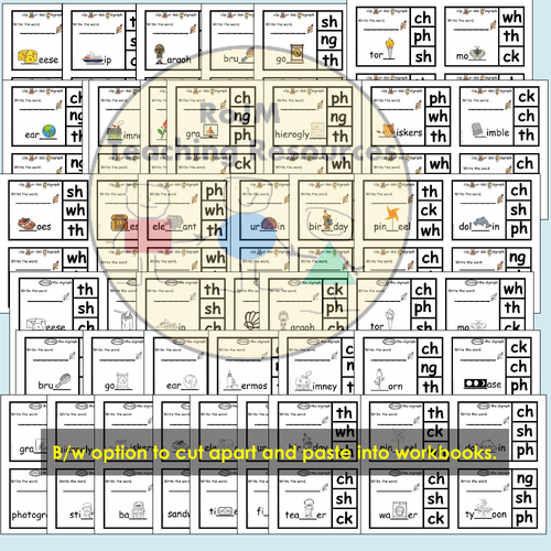 Consonant Digraphs Clip Cards Task Cards Activities | Teaching Resources