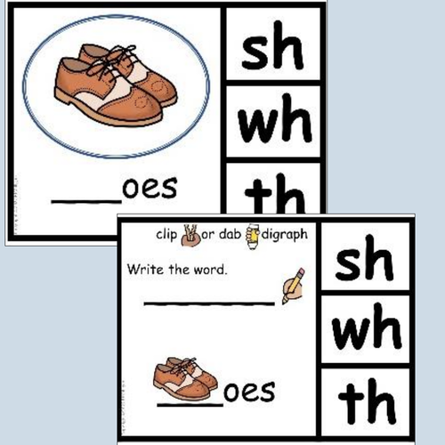 Consonant Digraphs Clip Cards Task Cards Activities | Teaching Resources