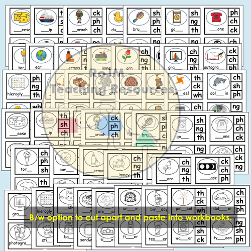 Consonant Digraphs Clip Cards Task Cards Activities | Teaching Resources