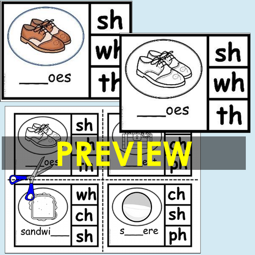 Consonant Digraphs Clip Cards Task Cards Activities | Teaching Resources