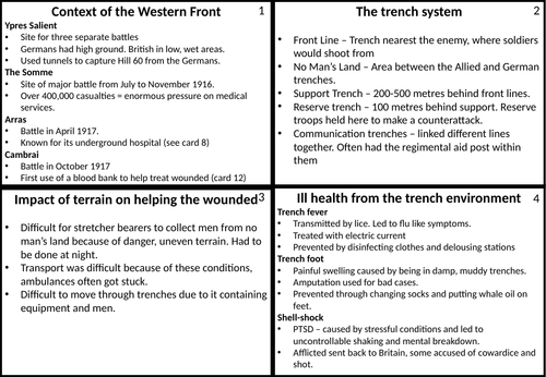 Edexcel GCSE History 9-1 Western Front Revision Cards | Teaching Resources