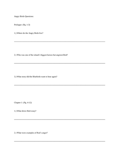 Reading Comprehension- Angry Birds The Movie Junior Novel | Teaching ...