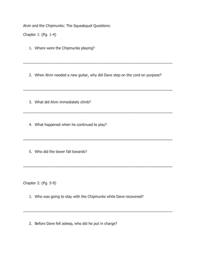 Reading Comprehension- Alvin and the Chipmunks 2- The Squeakquel ...