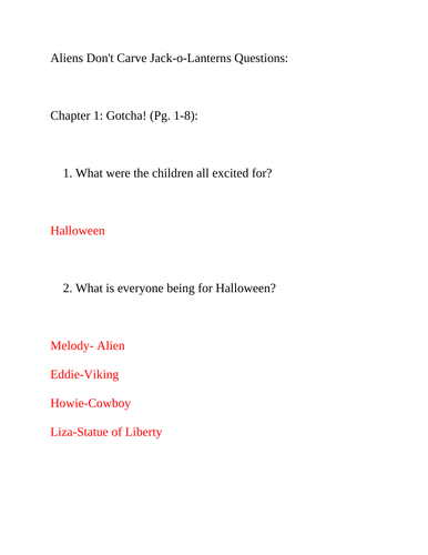 Reading Comprehension- Aliens Don't Carve Jack-O-Lanterns | Teaching ...