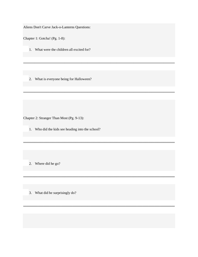 Reading Comprehension- Aliens Don't Carve Jack-O-Lanterns | Teaching ...