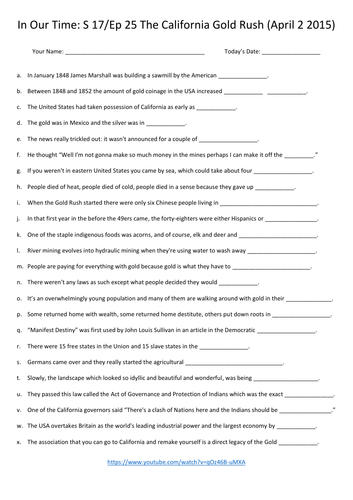 California Gold-Rush questions for extending high-flyers | Teaching ...