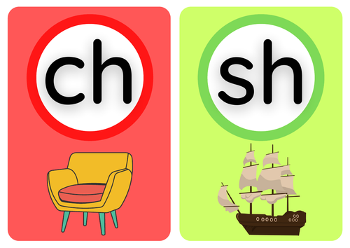 Phonics Consonant Digraphs Flashcard Pack (ch, sh, th, ng) | Teaching Resources