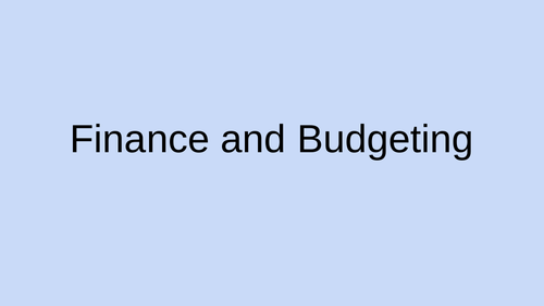 Finance and Budgeting Lesson | Teaching Resources