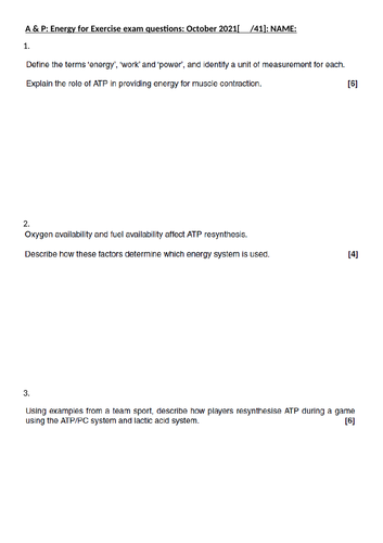 OCR A Level PE - Applied Anatomy and Physiology Year 2 Bundle ...