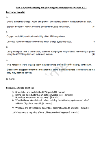 OCR A Level PE - Applied Anatomy and Physiology Year 2 Bundle ...
